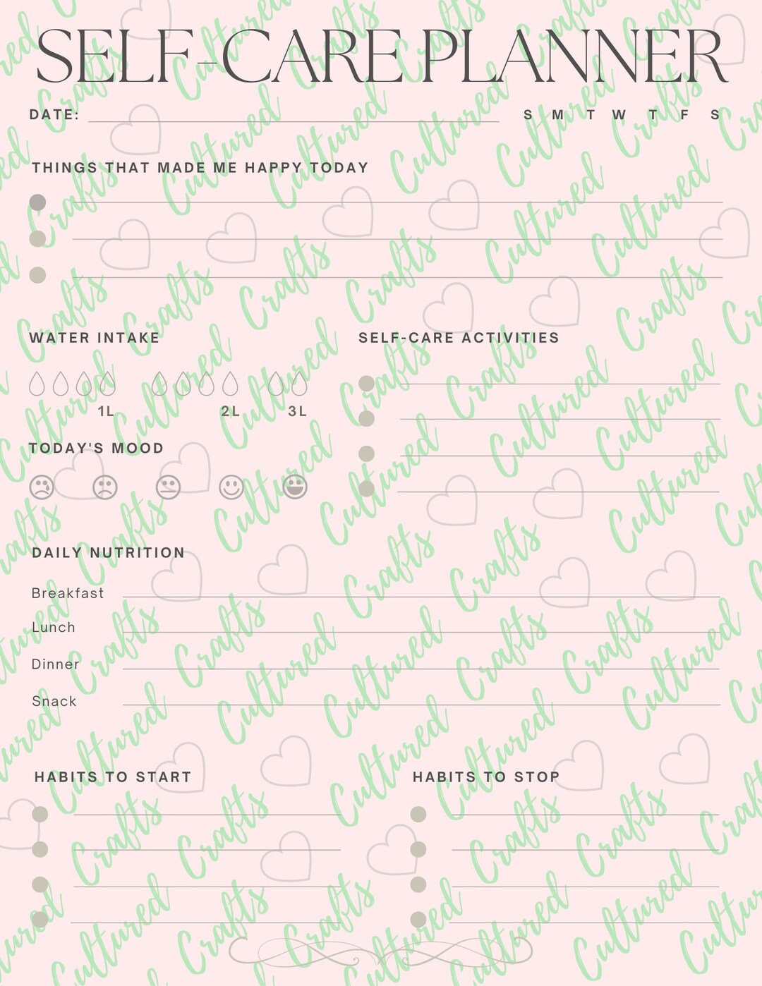 Daily SELF CARE PLANNER Digital File - Etsy