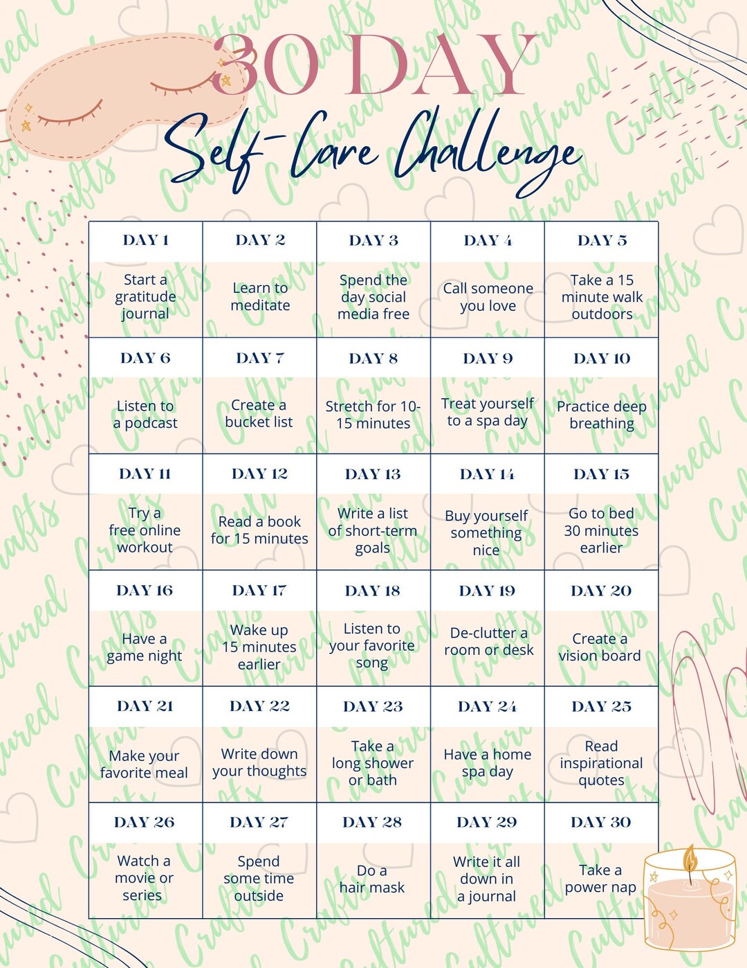 30 SELF CARE CHALLENGE Digital Download - Etsy