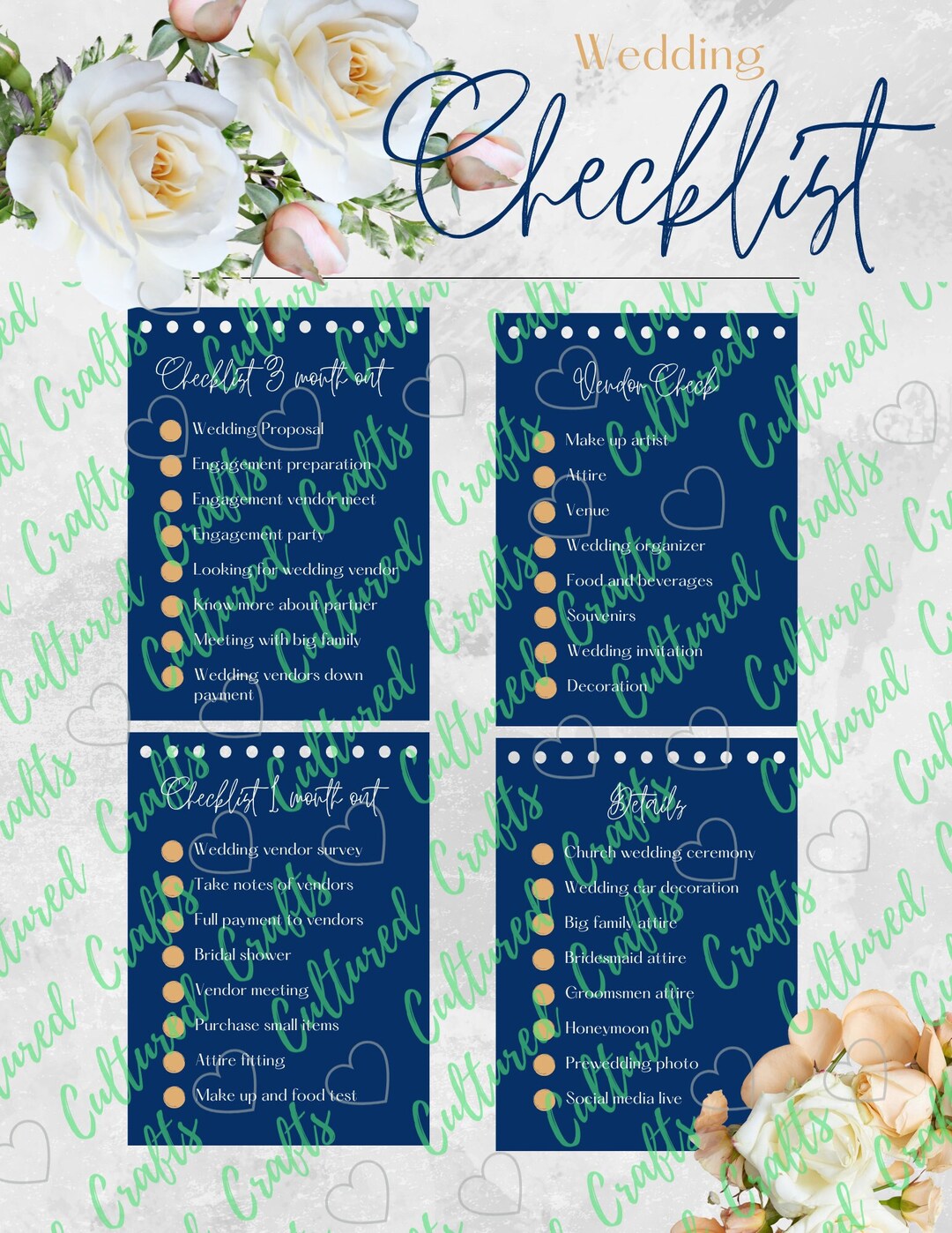 WEDDING CHECKLIST Digital Download - Etsy