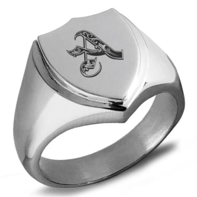 Custom Signet Ring Stainless Steel Signet Ring Mens Signet Ring Black ...