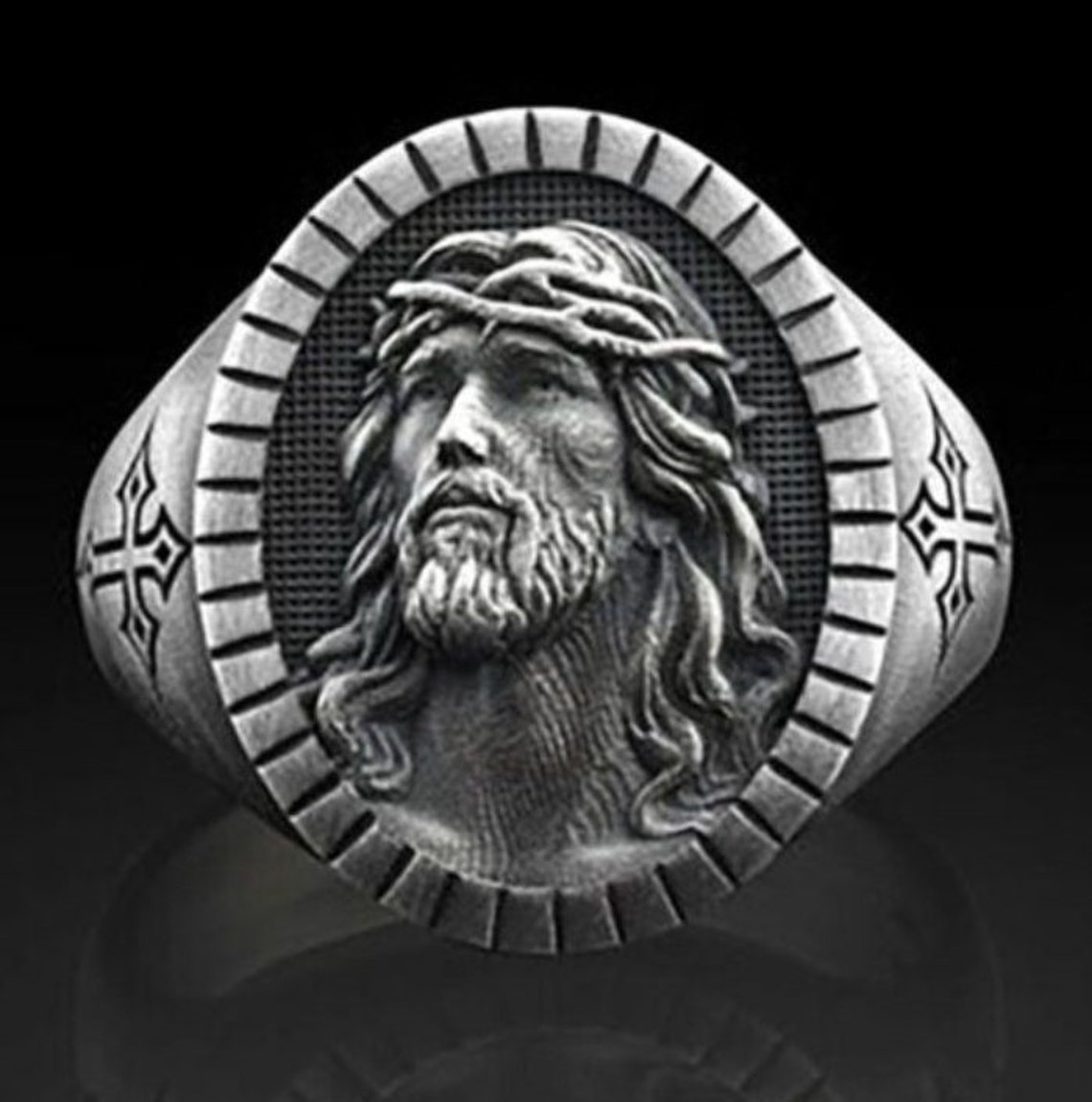 Oval Christian Signet Ring 925 Silver Plated Ring Oval - Etsy