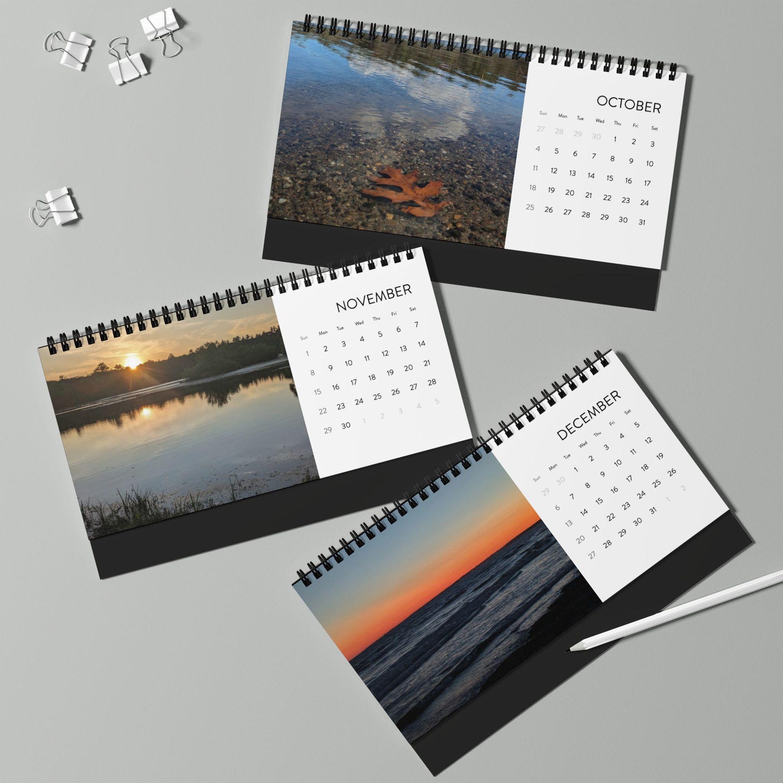 Scenic Landscape Desktop Calendar 2026 | Spiral Grid Planner - Etsy