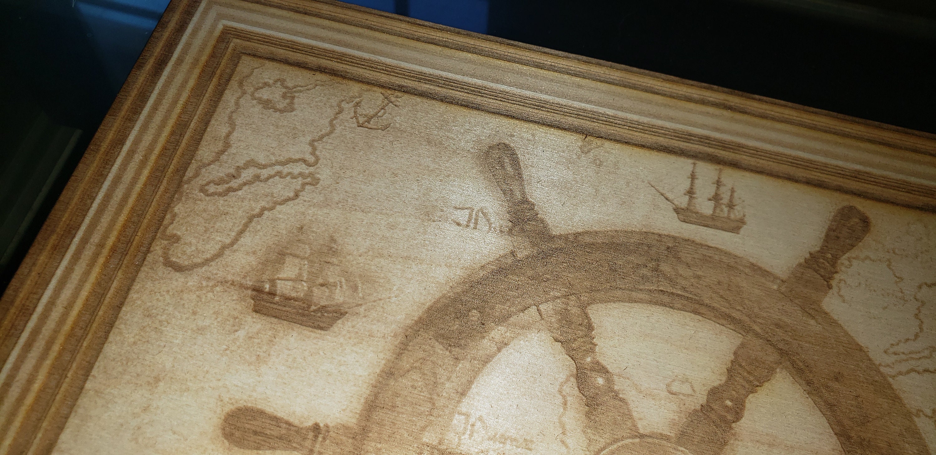 Ship Wheel Nautical Map Glowforge Laser Ready Files Digital Download ...