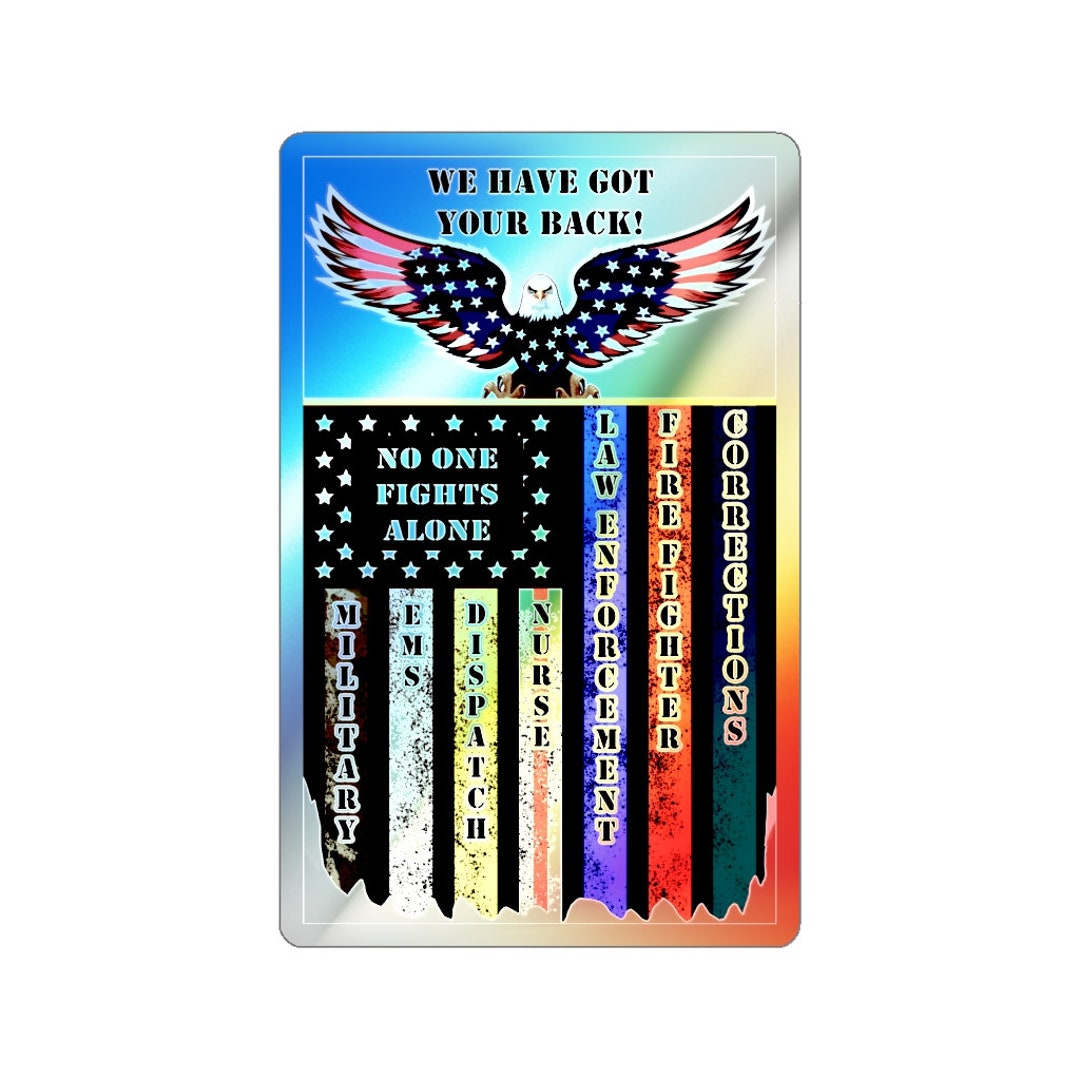 Holographic First Responder Vertical Flag With Eagle Die-cut Stickers ...