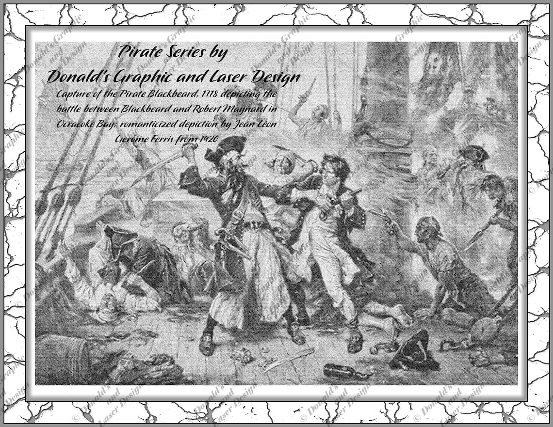Pirate Series Capture of Blackbeard Glowforge Laser Ready Files Digital ...