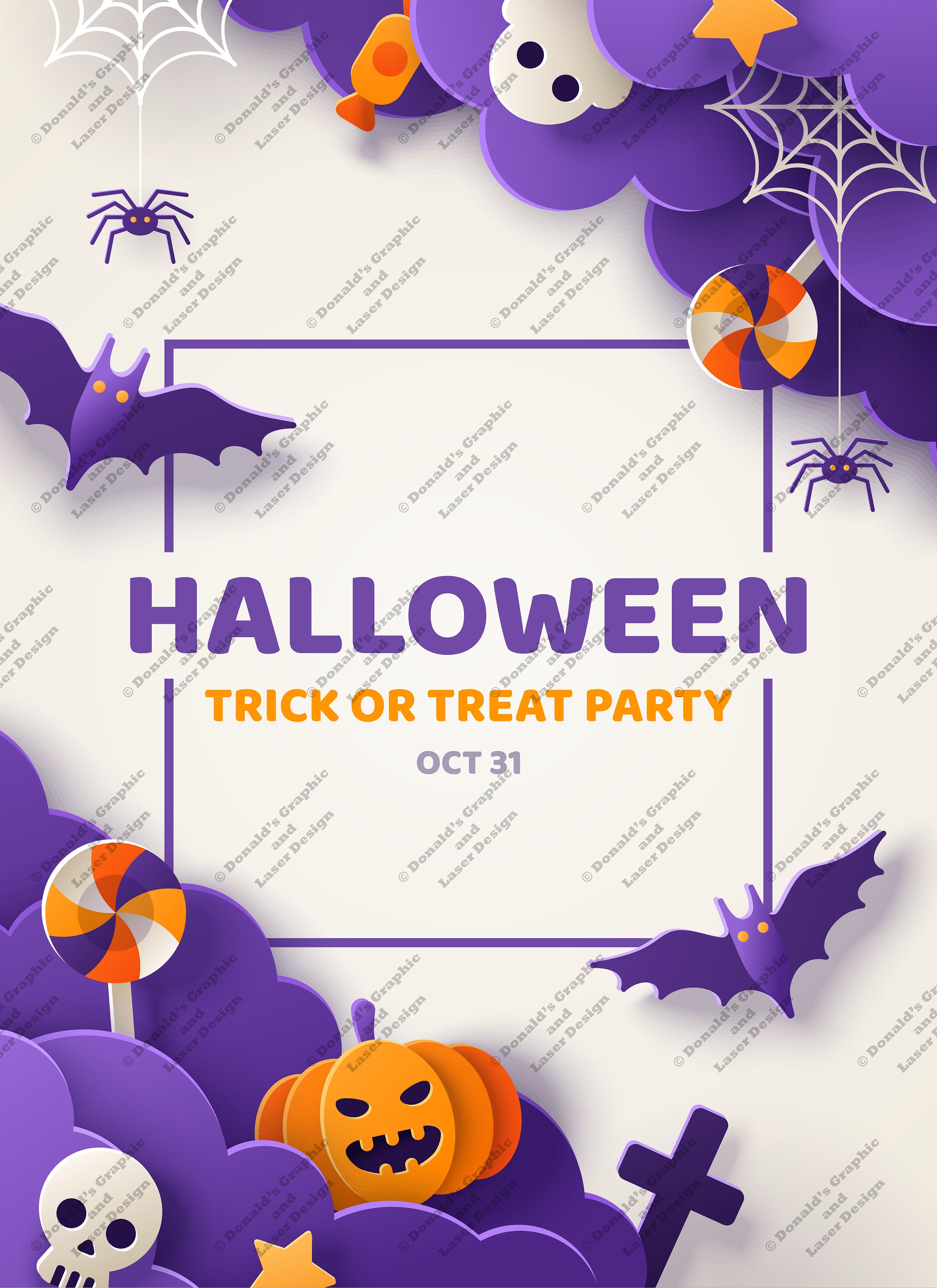 Halloween Card and Invitation Set 1 | Digital Download | Digital Prints ...