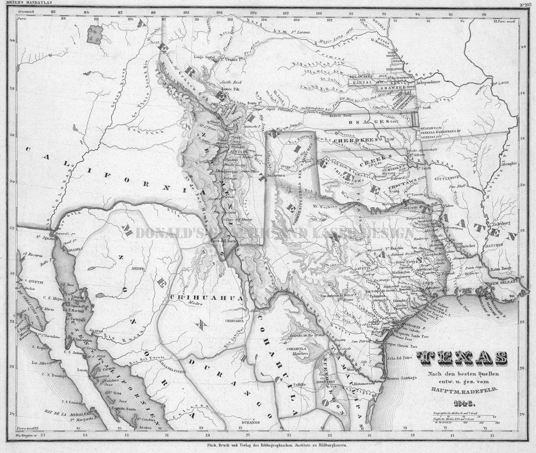 Texas Map 1846 - World Atlas - Glowforge Laser Ready Files - Digital ...