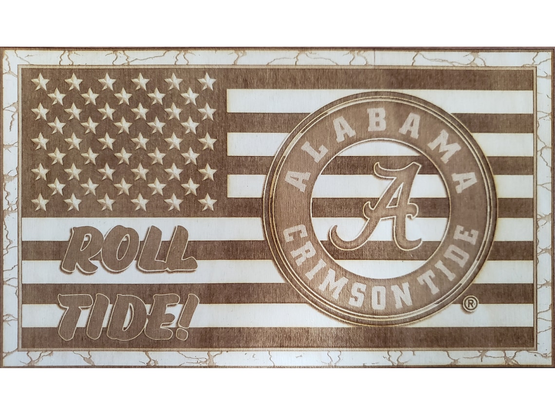 Alabama Crimson Tide Flag - Glowforge Laser Ready Files - Digital ...