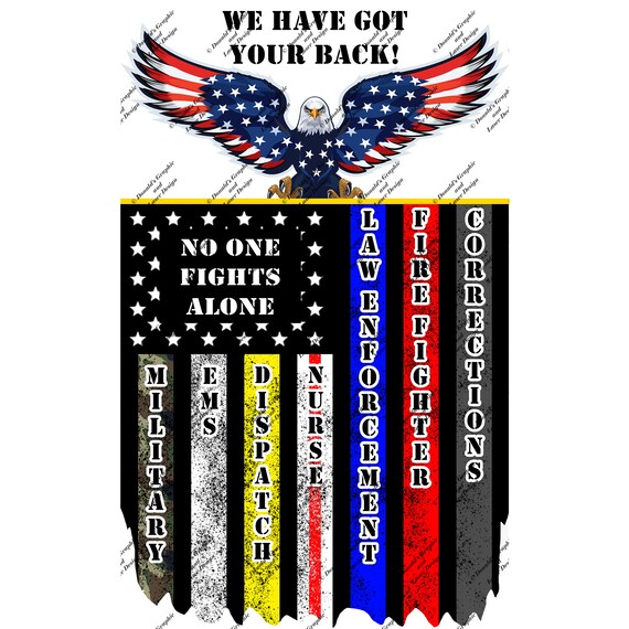 First Responder Vertical Flag With Eagle Sticker Decal Label - Etsy