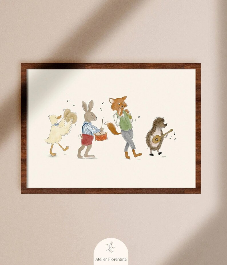 Nursery Poster Children's Room Poster Animals Music Band - Etsy