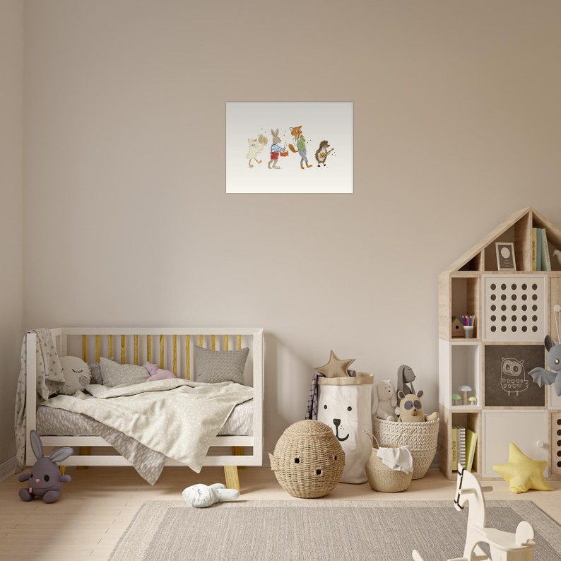 Nursery Poster Children's Room Poster Animals Music Band - Etsy