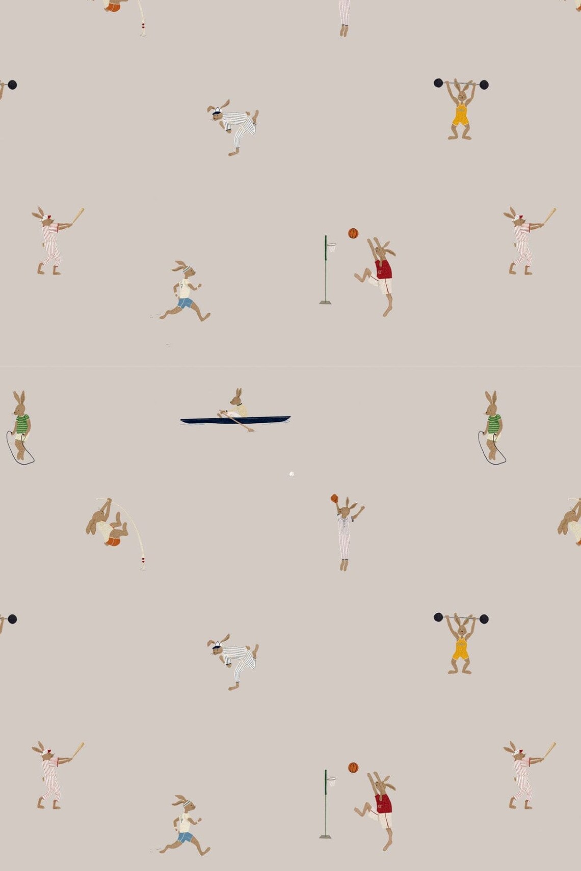 Wallpaper Sports Bunnies Beige - Etsy