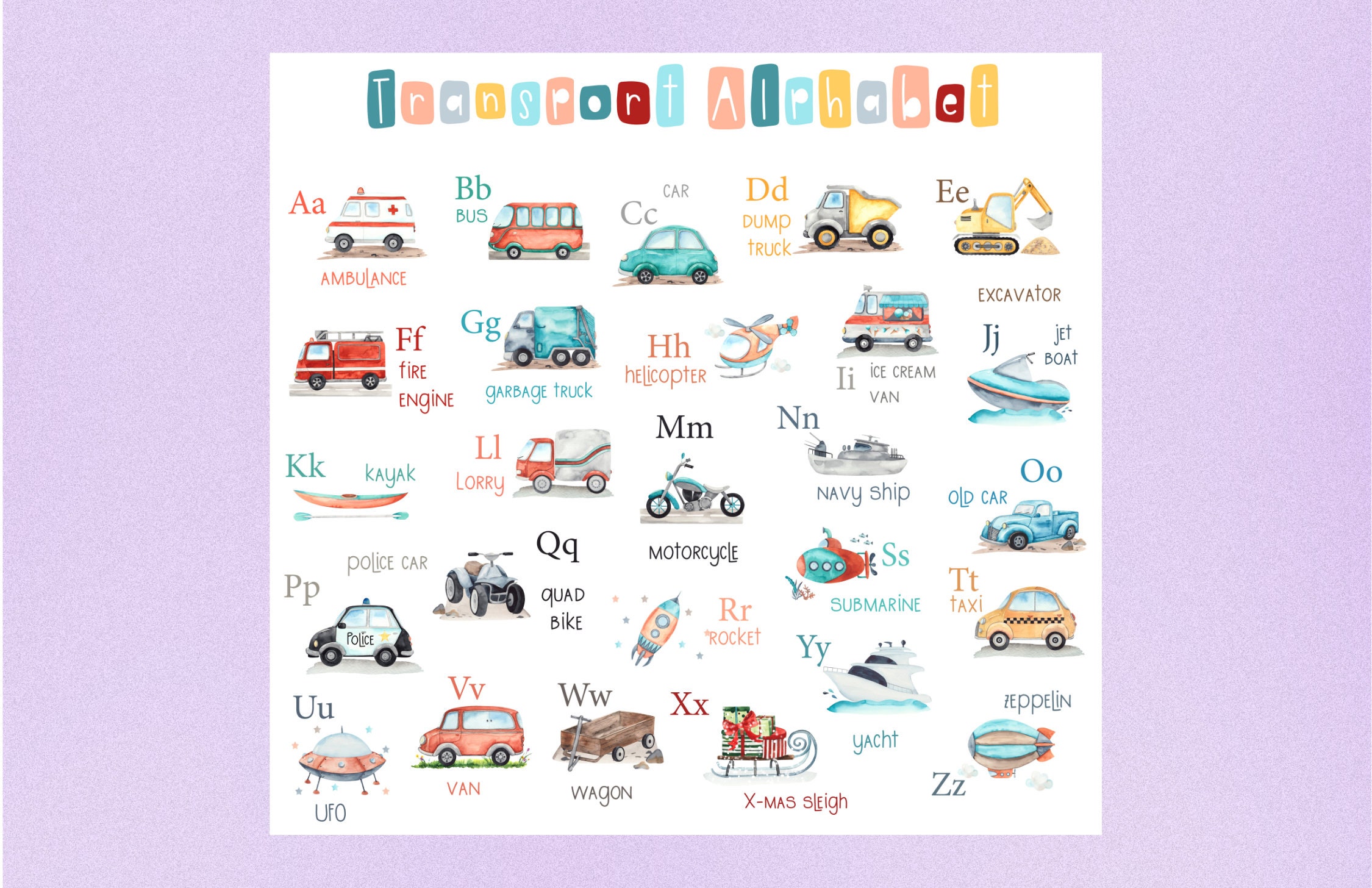 26 Transport Alphabet Tracing Worksheets and Flashcards, Kindergarten ...