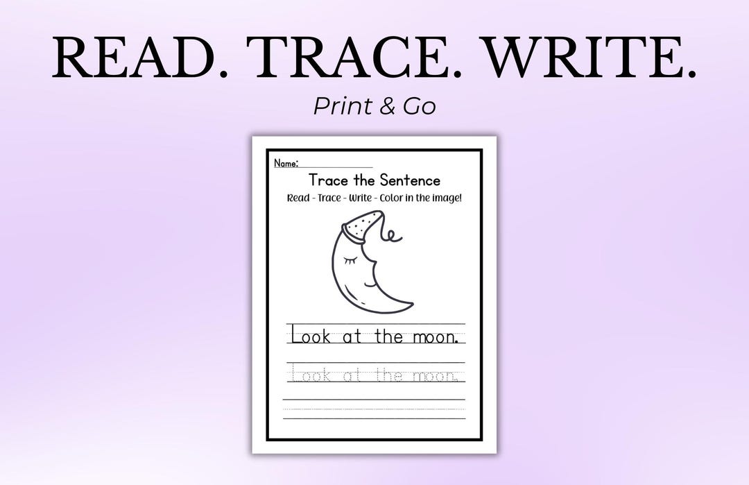 Sentence Tracing Worksheets Bundle | Read Trace Write | Preschool and ...