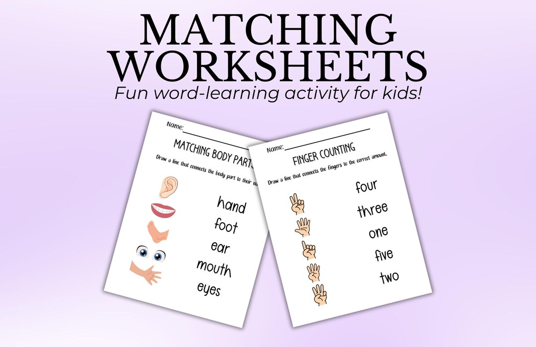 Matching Worksheets for Kids | Preschool and Kindergarten | Vocabulary ...