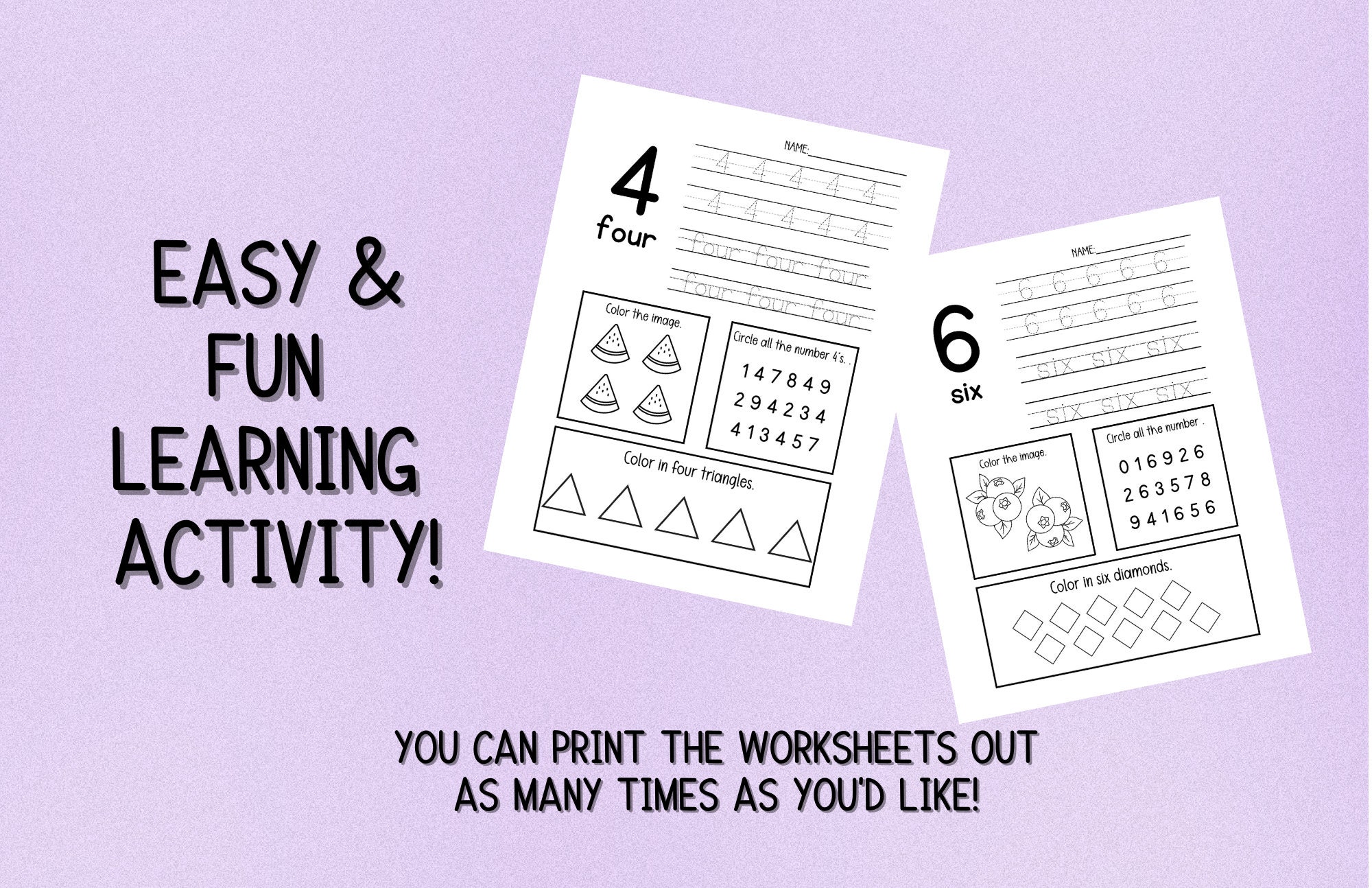 Number Tracing Worksheets for Preschool/kindergarten, Numbers 1-10 ...