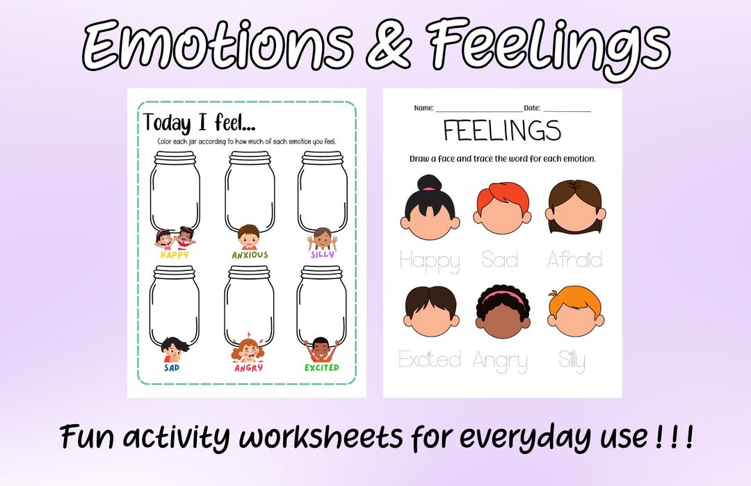 Emotions and Feeling Worksheets | 12 Flashcards Included | Preschool ...