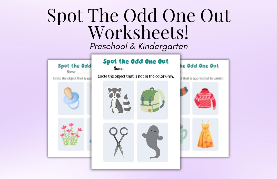 Spot the Odd One Out Worksheets for Preschool & Kindergarten Printable ...