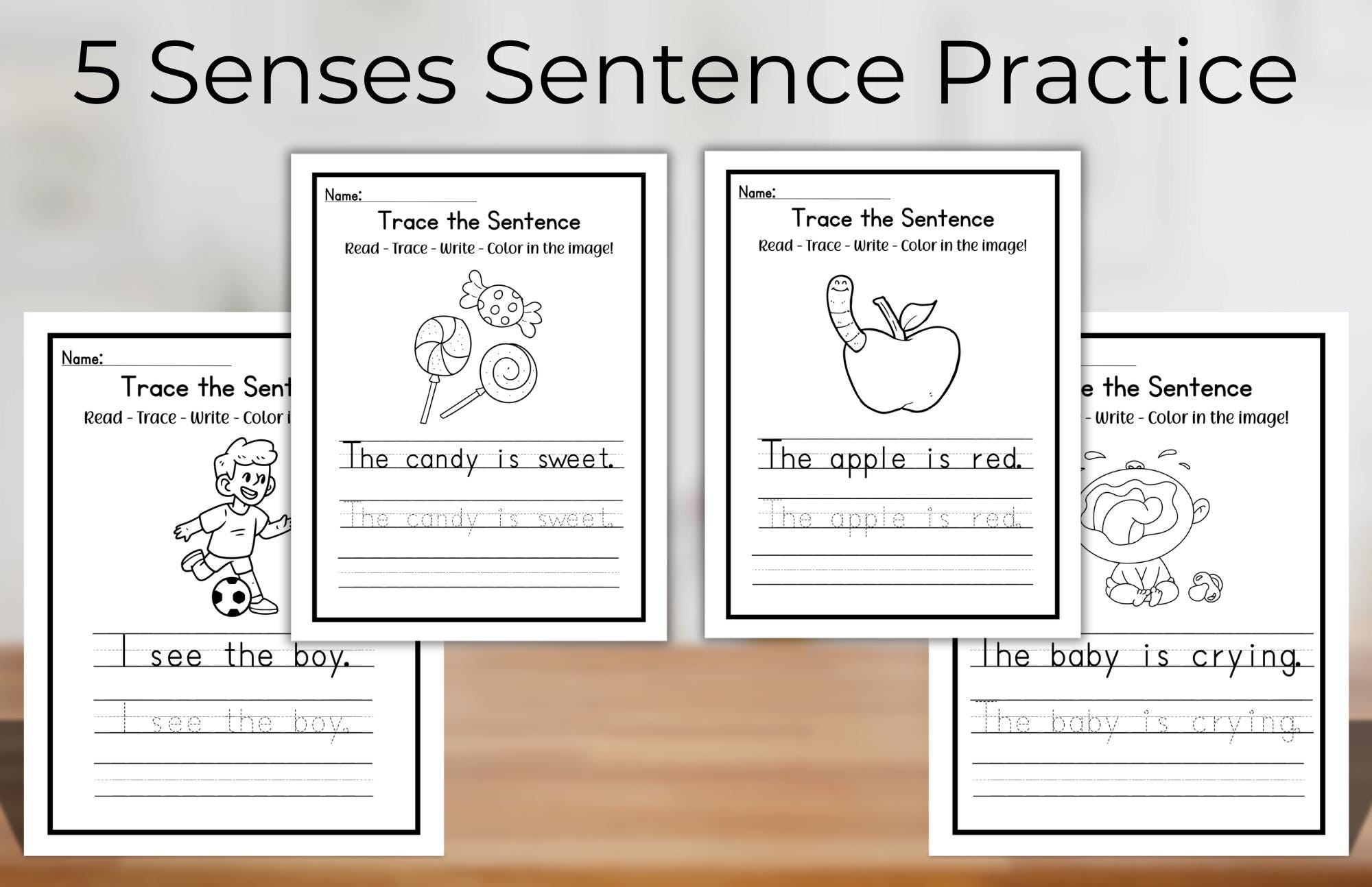 Sentence Tracing Worksheets Bundle | Read Trace Write | Preschool and ...