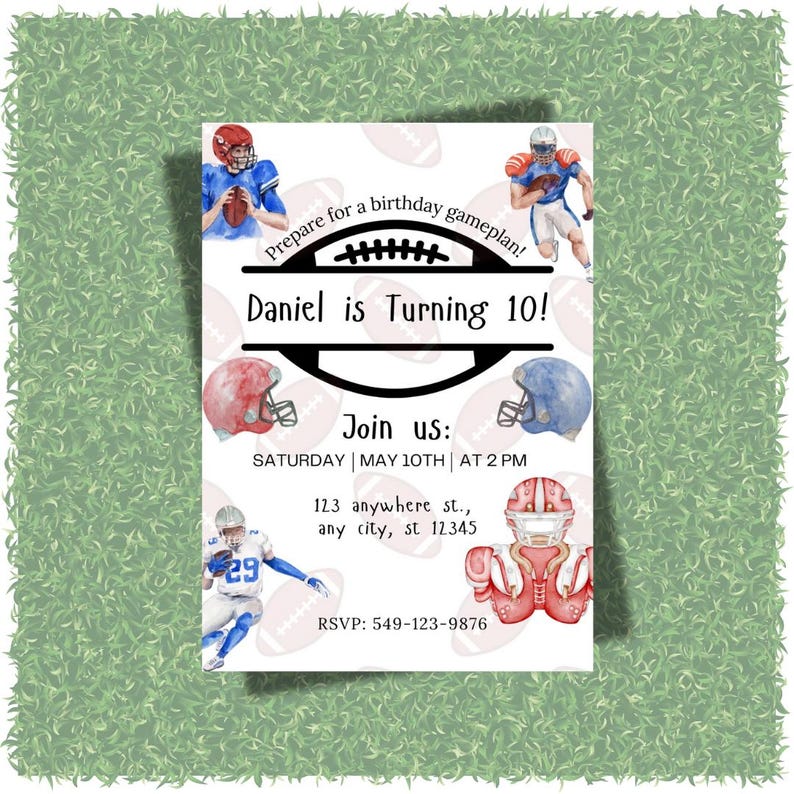 Football Birthday Invitation Template | Editable Canva Invite ...