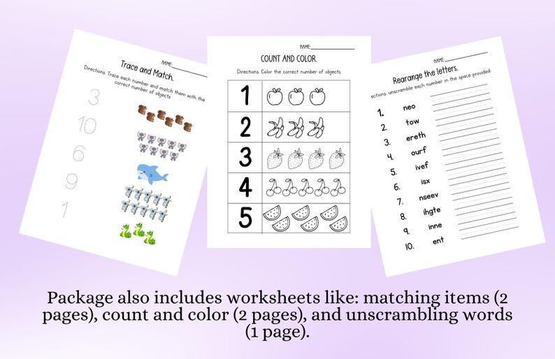 Number Tracing Worksheets for Preschool/kindergarten, Numbers 1-10 ...