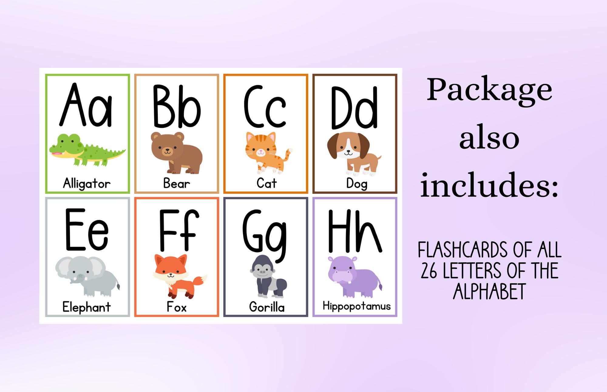 Animal Alphabet Tracing Worksheets & Flashcards | Handwriting Practice ...