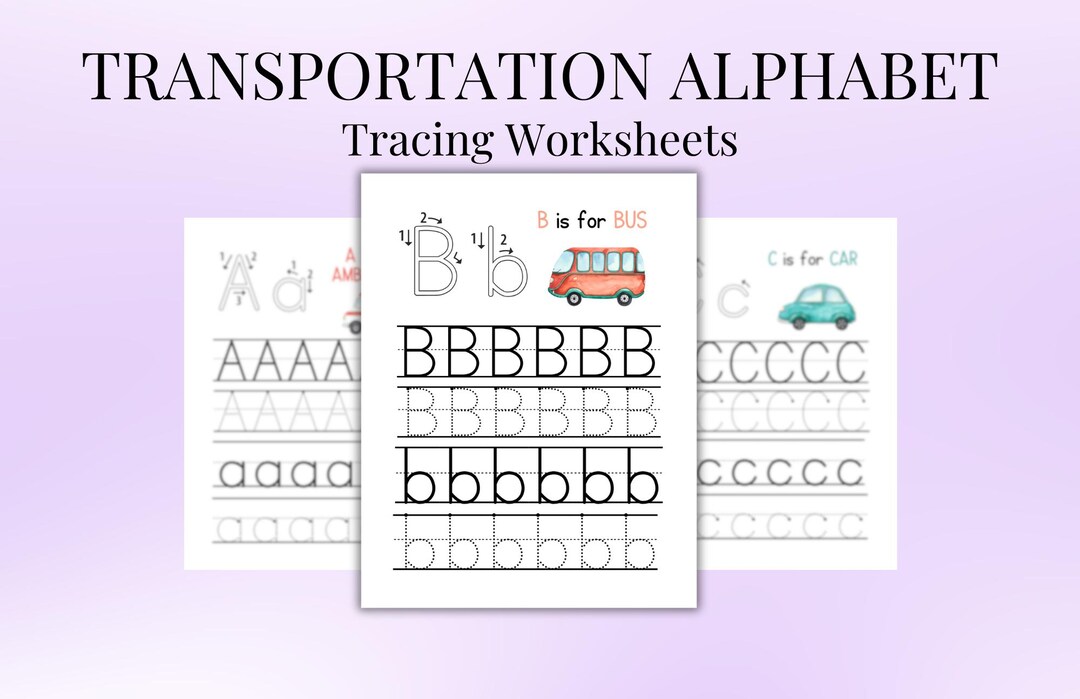 Transport Alphabet Tracing Worksheets A–Z | Preschool Handwriting ...