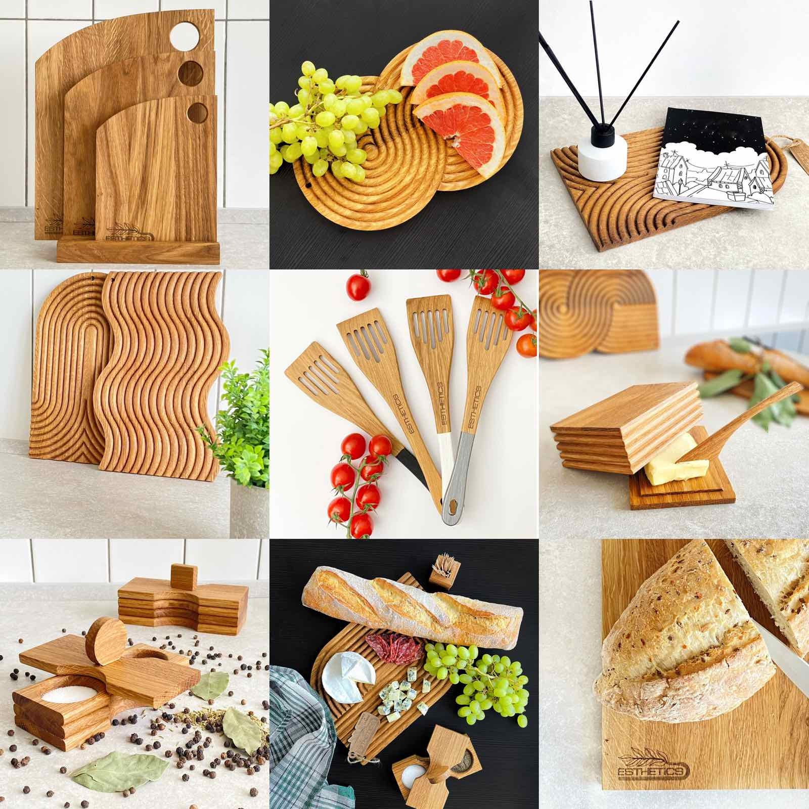 8 Wood Kitchen Spatula Set Pack Wooden Kitchen Utensils Set, Wooden ...