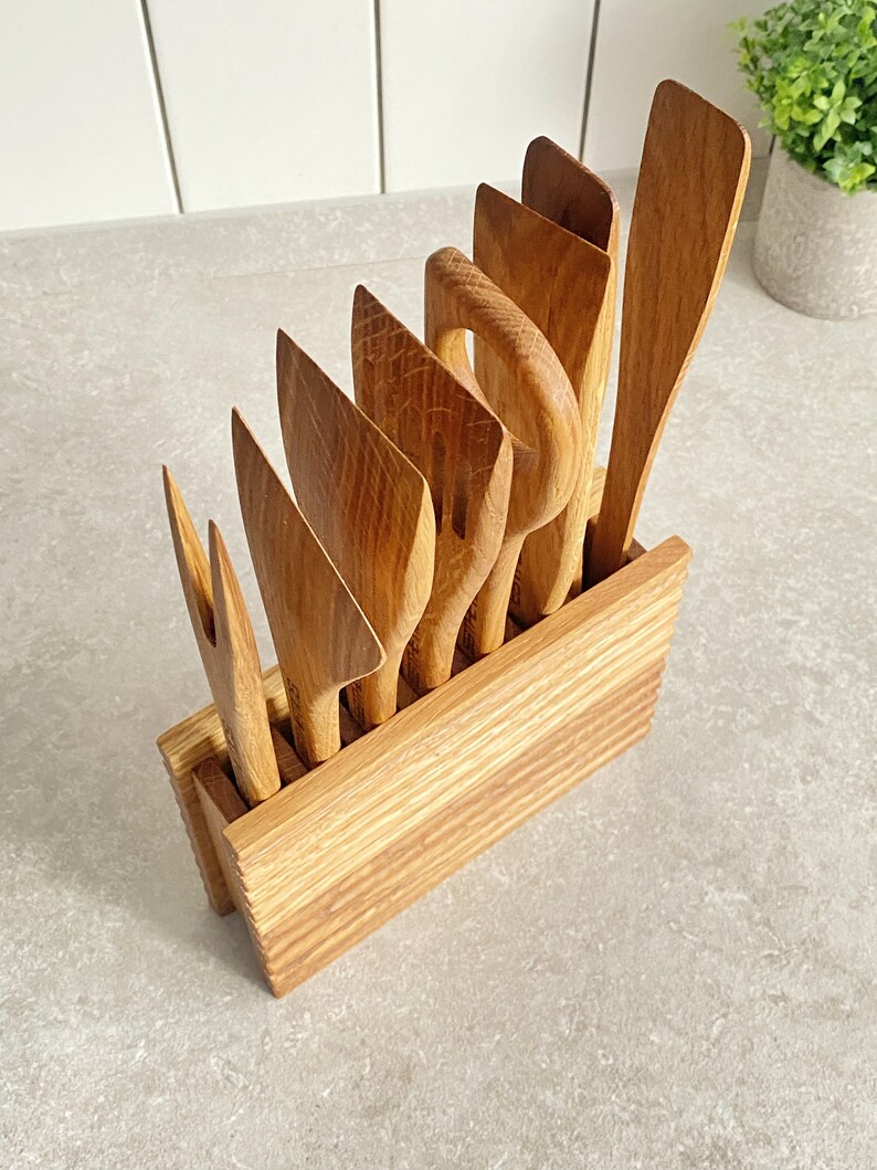 8 Wood Kitchen Spatula Set Pack Wooden Kitchen Utensils Set, Wooden ...