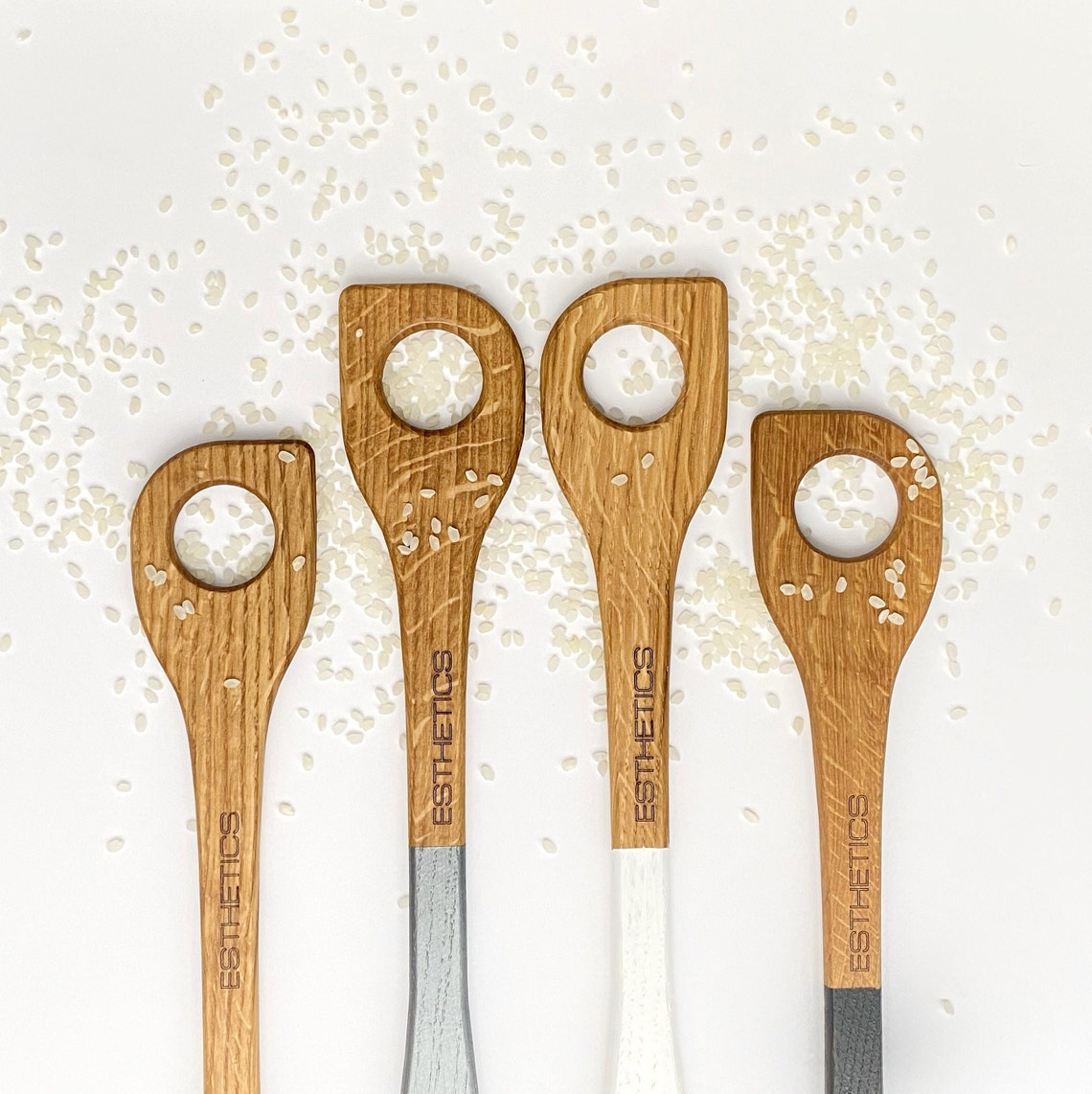 8 Wood Kitchen Spatula Set Pack Wooden Kitchen Utensils Set, Wooden ...