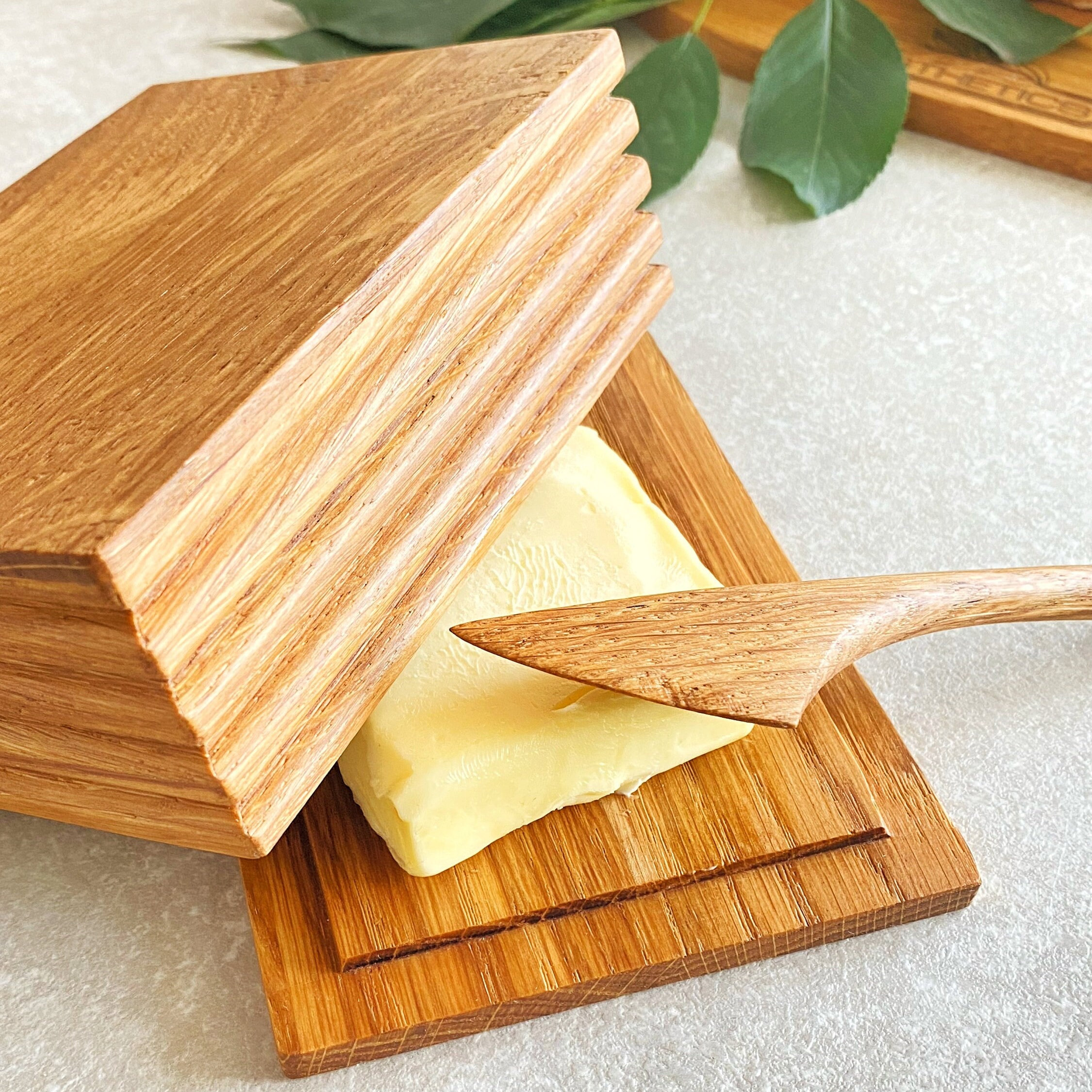 Butter Dish for Butter With Natural Wood Spatula. - Etsy