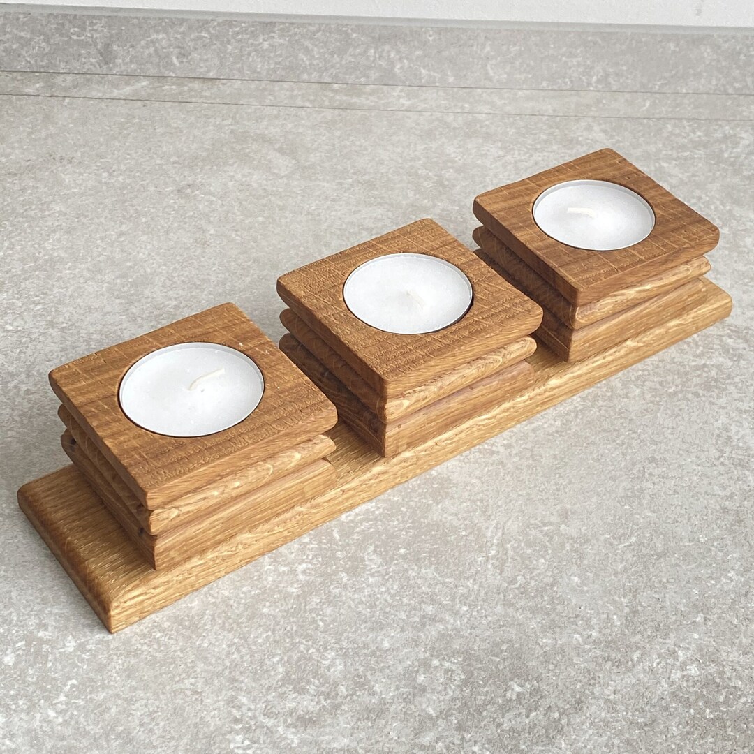 Gift Set of Three Candlesticks Made of Natural Wood. - Etsy