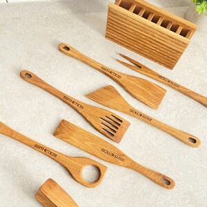 8 Wood Kitchen Spatula Set Pack Wooden Kitchen Utensils Set, Wooden ...