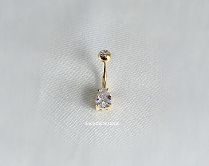 14G 316L Stainless Steel Crystal Belly Button Ring/ Silver/ Rose Gold Navel Ring/belly Button ...