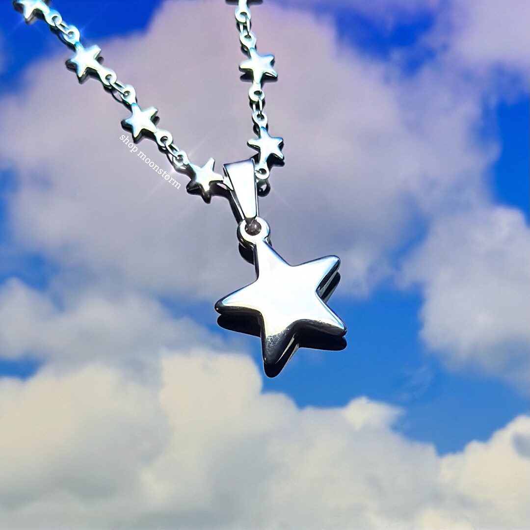 Stellar Star Chain Link Necklace Unisex Stainless Steel Silver Gold No ...