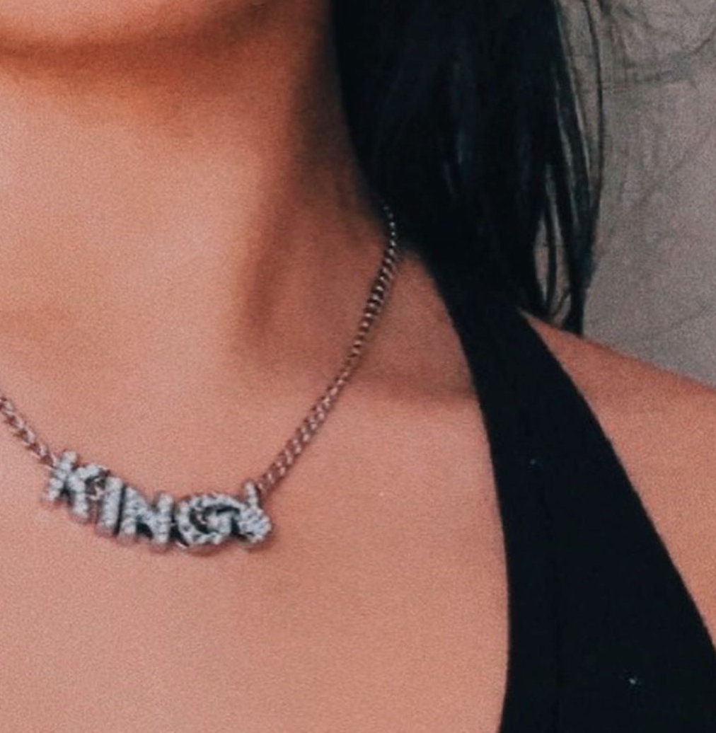 Custom Icy Name Necklace Unisex Silver Stainless Steel No Rust - Etsy