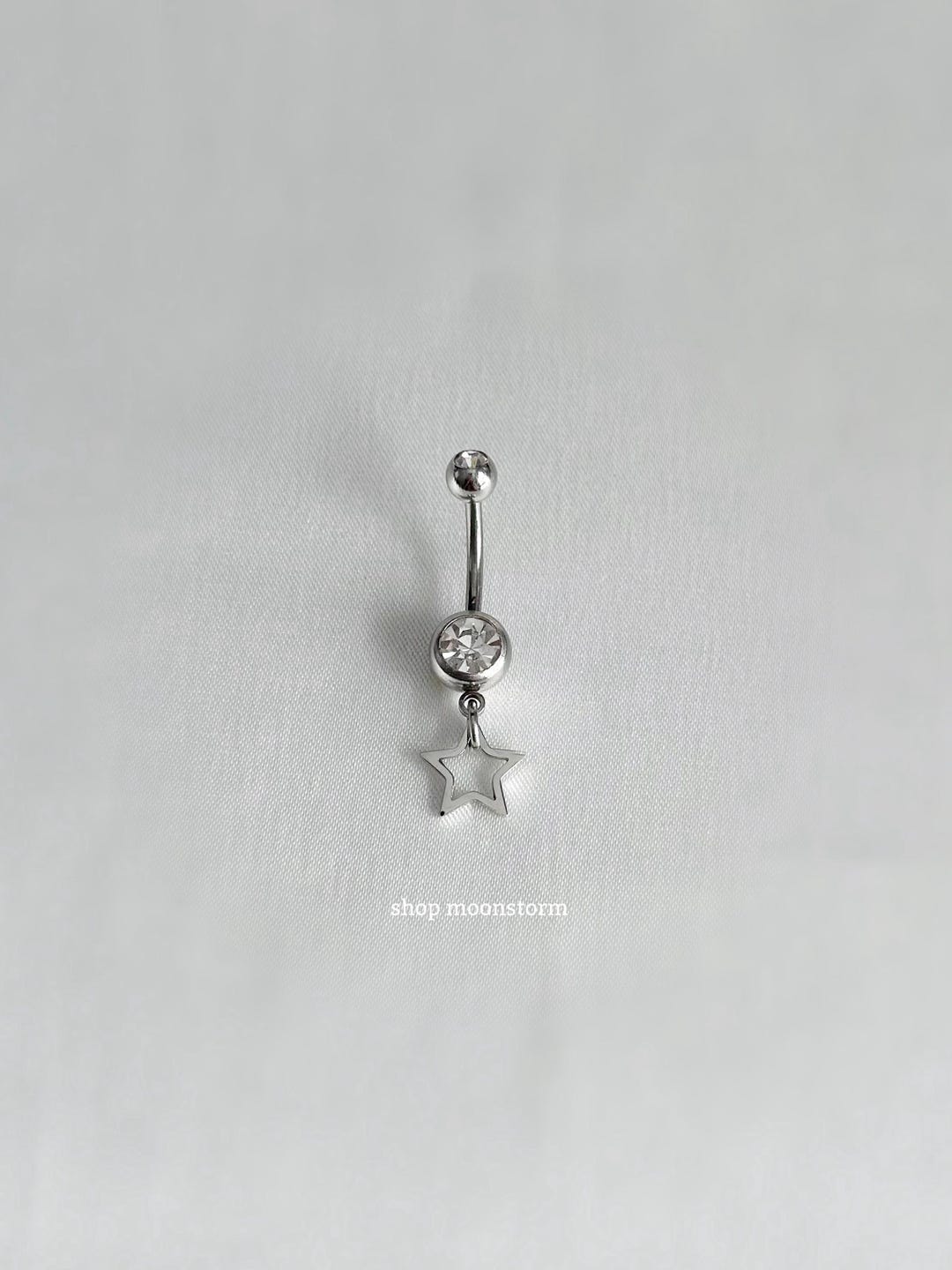 14G Silver Star Belly Ring Surgical Steel Stainless No Rust Tarnish ...