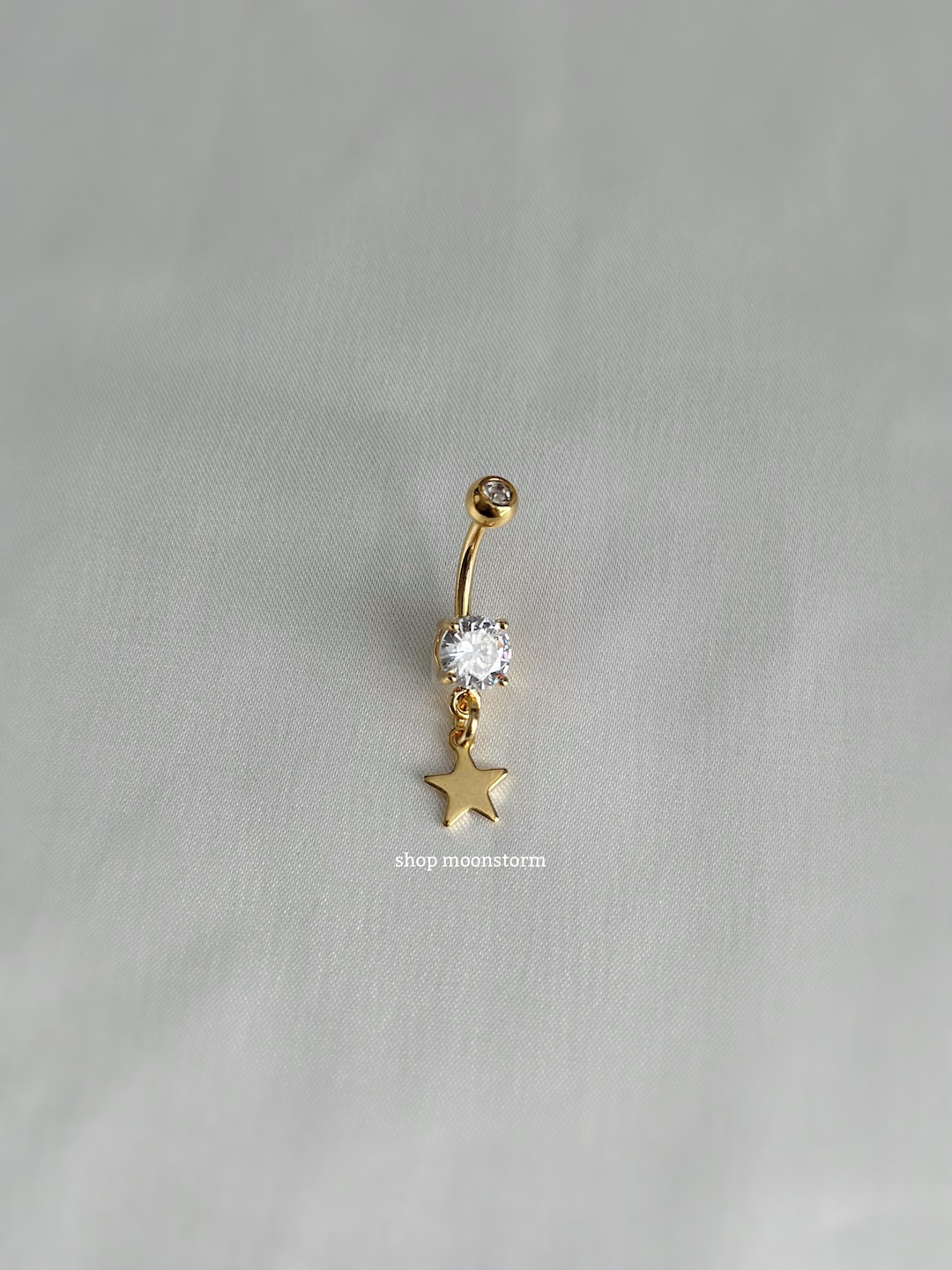 14G Star Belly Ring Surgical Steel Stainless Body Jewelry Gold Silver ...