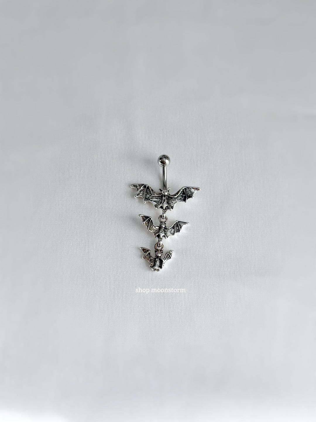 14G Triple Bat Belly Ring Surgical Stainless Steel Silver Body Jewelry ...
