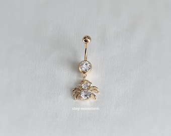 Spiderman Belly Button Ring - Spider Web Dangle Navel Piercing, Silver ...