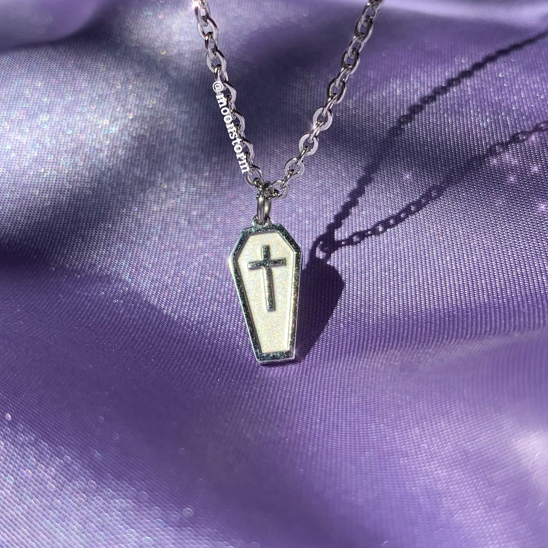 Silver Coffin Cross Rolo Chain Necklace Stainless Steel Unisex Gift ...