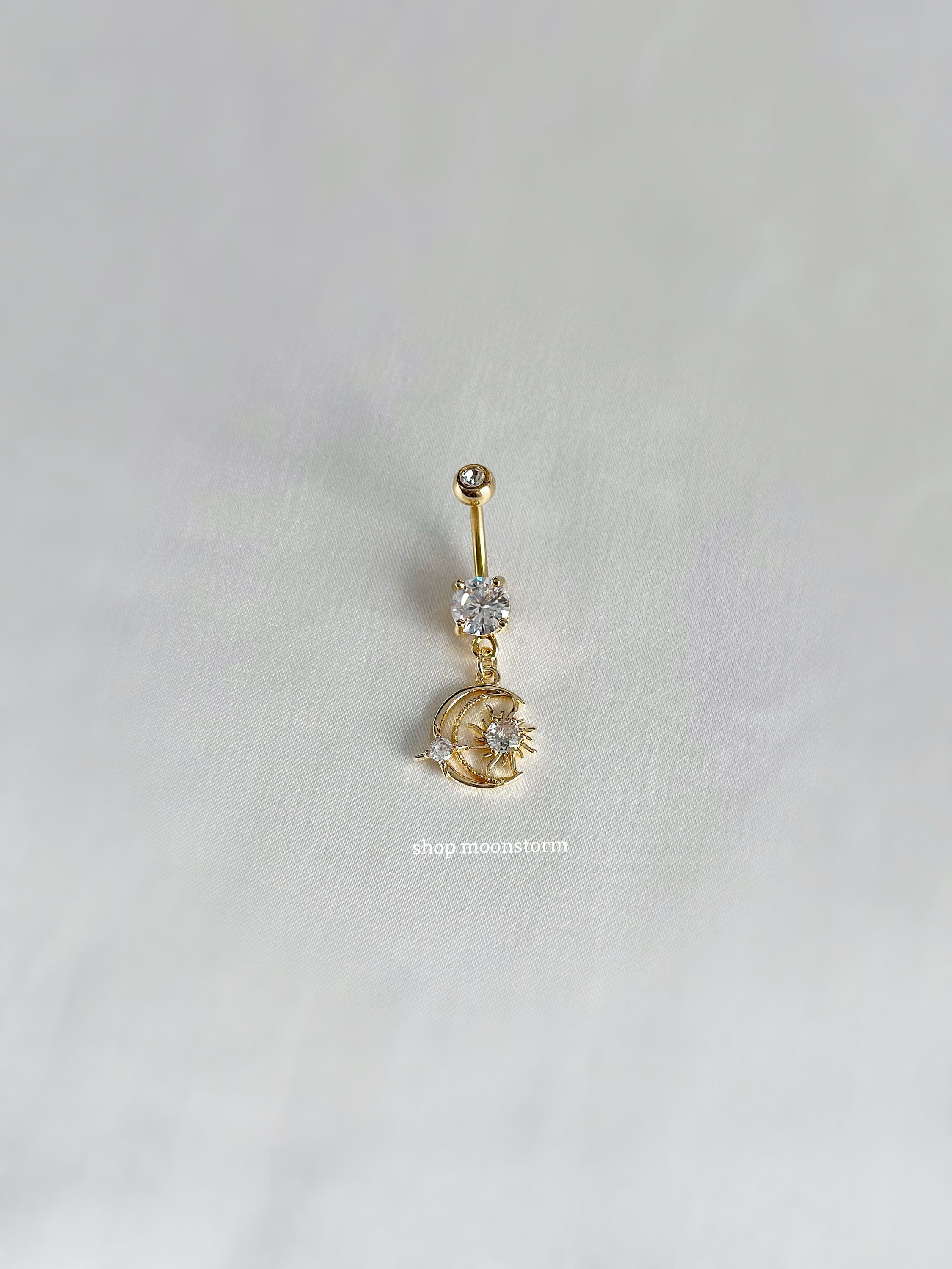 14G Gold Sun Moon Star Belly Ring Surgical Steel Stainless Silver Body ...