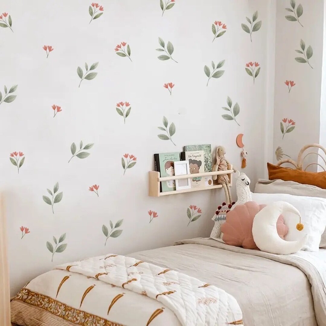 Spring Flowers Wall Stickers, Nursery Flowers Wall Decals, Kids Room ...