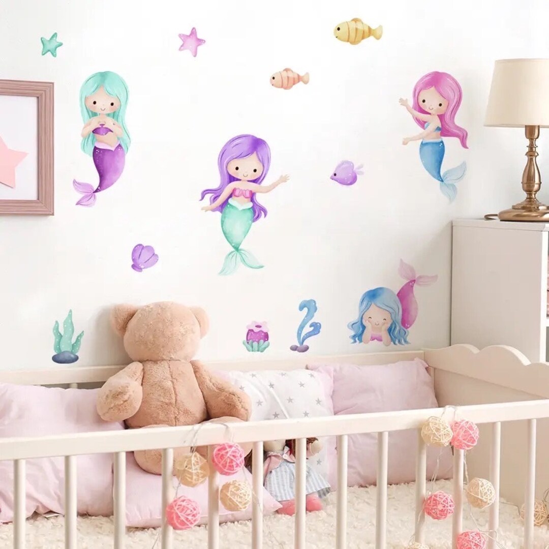 Little Mermaid Wall Stickers and Decals, Mermaid Nursery Decor ...