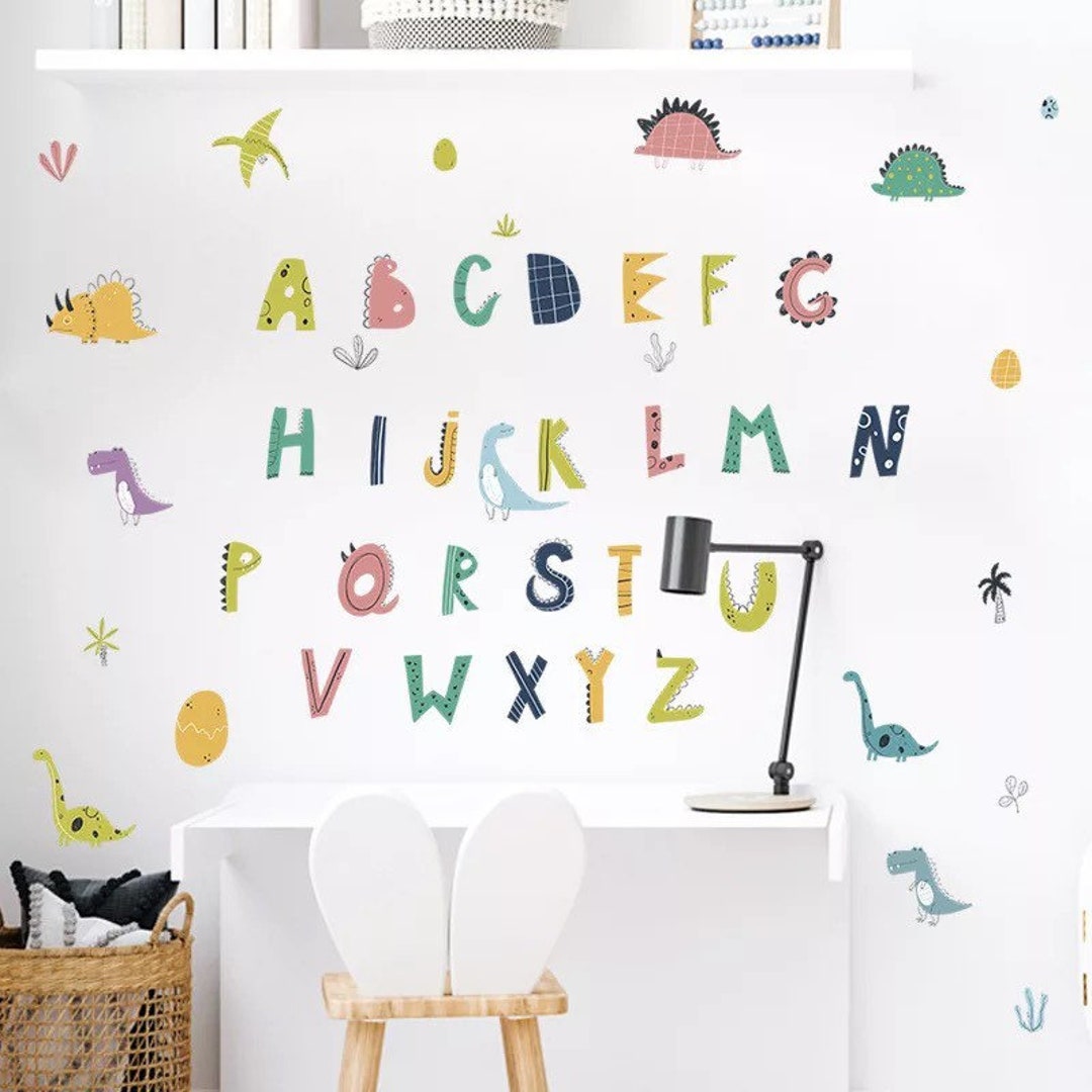 Dinosaur Alphabet Wall Stickers - Etsy