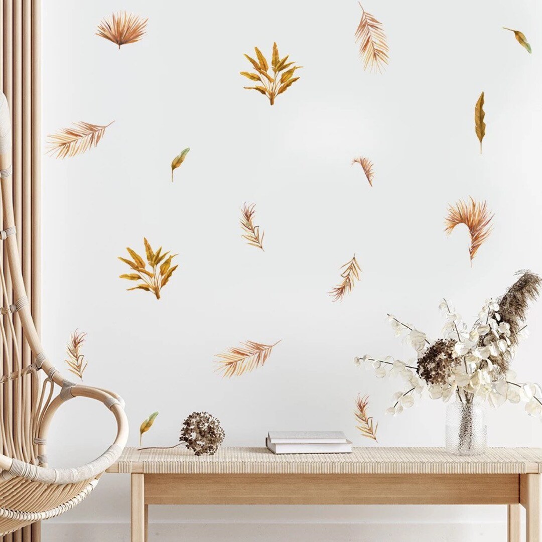 Boho Dried Leaves Wall Stickers and Decals - Etsy