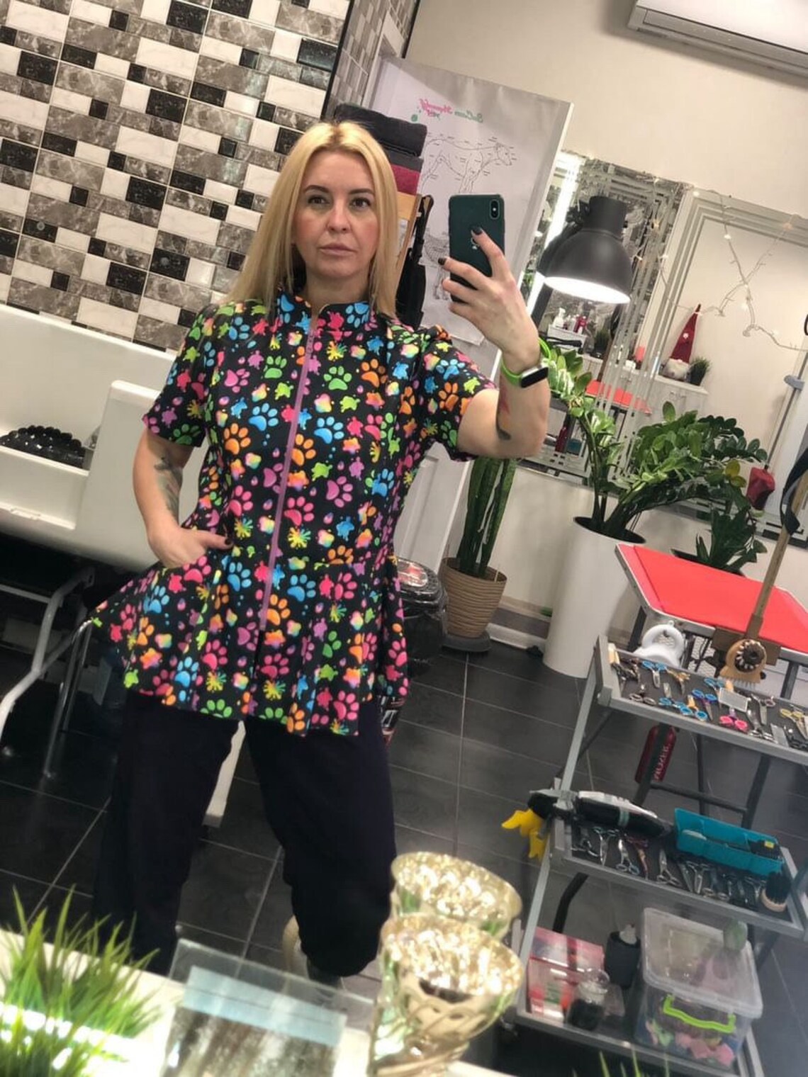 Groomer Women Suit Blouse & Pants Print Dog Grooming Apparel - Etsy