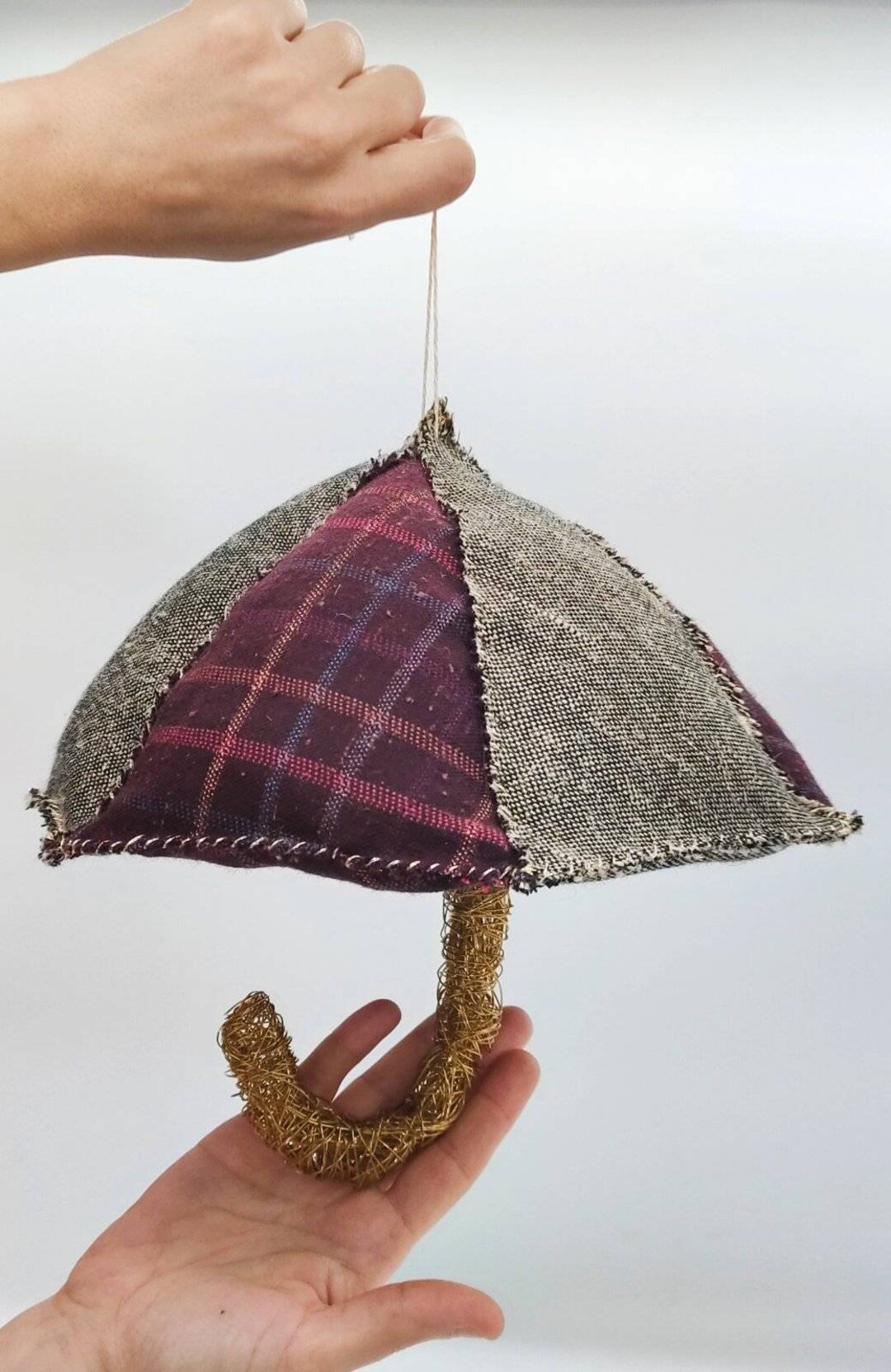 KIDS UMBRELLA, FABRIC Umbrella, Handstitched Fabric Copper Wire ...