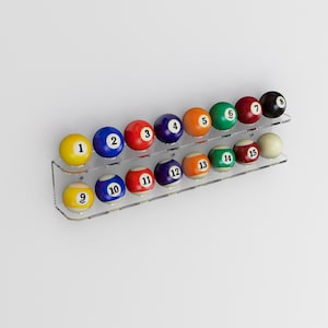 Billiard Ball Rack / Organizer Wall Mounted Pool Ball Holder / Cue Rack ...