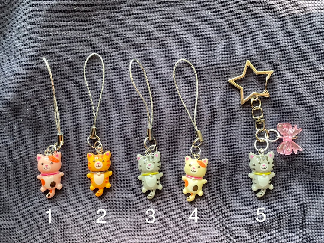 Cute Mini Kitty Cat Phone Charm / Cute Mini Cat Keychain / - Etsy